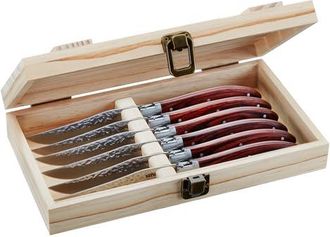 GEFU Set de Couteaux &agrave; Steak Rancho Set de 6 Couteaux &agrave; Steak Couteaux &agrave; Viande Pakka Wood Brown