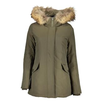 Woolrich Femme, Vestes, Vert, Taille: 44 FR Veste Verte à Capuche avec Fourrure Amovible