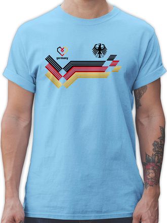 Shirtracer T-Shirt Herren - Fu&szlig;ball EM WM - Deutschland Germany Adler Schwarz Rot Gold - L - Hellblau - Deutschland-Trikot Fussball Shirt m&auml;nner Europameistersch