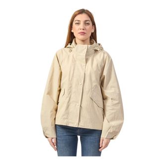 Ecoalf Ecoalf, Femme, Vestes, Beige, Taille: 36 FR Veste de printemps beige &agrave; capuche avec boutons