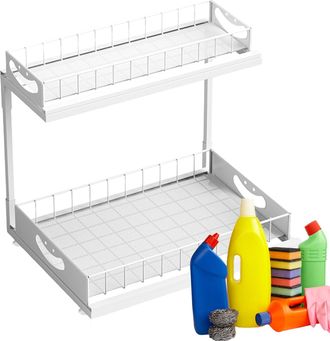 Generic unter dem Schrank mit 2 Ebenen, ausziehbar, platzsparender Organizer, praktischer Organizer unter dem Schrank mit glatten Schiebet&uuml;ren, optimale Aufbe