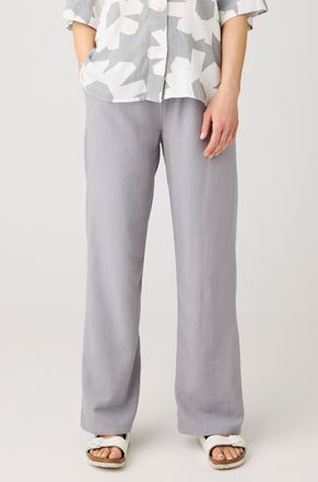 Knowledge Cotton Apparel Damen vegan Hose Posey Weit Leinen Mix Ultimate Grau