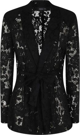 Federica Tosi Femme, Vestes, Noir, Taille: 36 FR Veste Ceintur&eacute;e en Dentelle