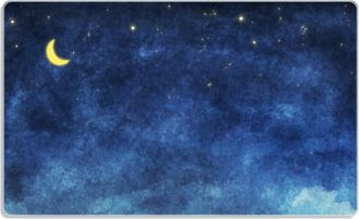 Wallario Frühstücksbrettchen aus Glas, Glasunterlage, Glasbrettchen Wolkenhimmel mit Mond und Sternen, Größe 14 x 23 cm, Sicherheitsglas