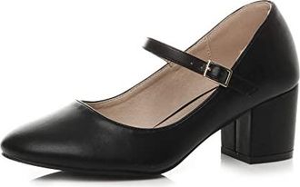Ajvani Femmes Talon mi-Bloc Sangle Travail soirée fête Mariage Babies Mary Jane Escarpins Pointure 4 37