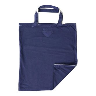 Prada Prada Blue Jersey Fabric Logo Shoulder Shopping Tote Shopping Bag - - Bags - Damen - Blau - ONE SIZE