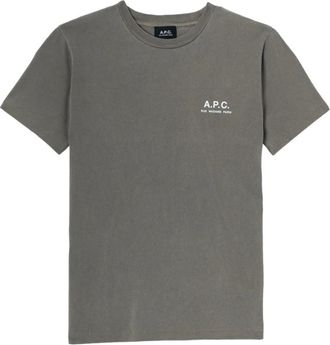 A.P.C. A.p.c., Homme, Tops, Gris, Taille: XL Logo Print T-shirt