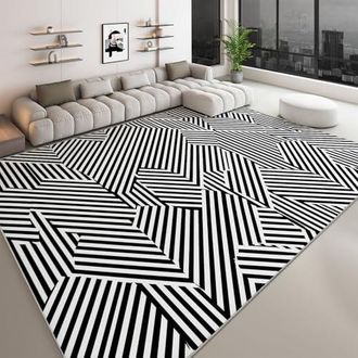 Generic Tapis pour Salon Antid&eacute;rapant 180 x 240 cm, Tapis Lavables &agrave; Poils Courts Minimaliste G&eacute;om&eacute;trique Moderne pour Cuisine Salle &agrave; Manger Bureau et Chambr