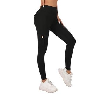 Generic Legging taille haute pour femme, effet lifting, pantalon de yoga extensible avec poches pour lentra&icirc;nement et la vie quotidienne., Noir, XXL