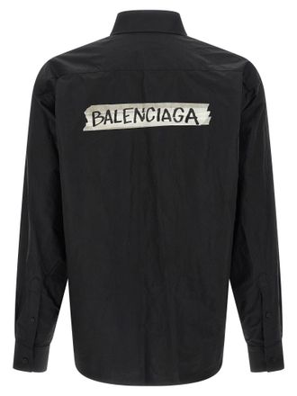 Balenciaga Masking Tape Print Shirt - Black