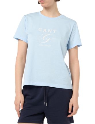 GANT Damen REG Graphic SS T-Shirt, Fresh Blue, Medium