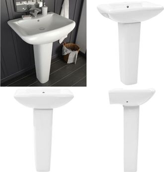 vidaXL Freistehendes Waschbecken mit S&auml;ule Keramik Wei&szlig; 580x470x200 mm - Freistehendes Waschbecken - Keramik Waschbecken - Wei&szlig;es Waschbecken - Badezimmer