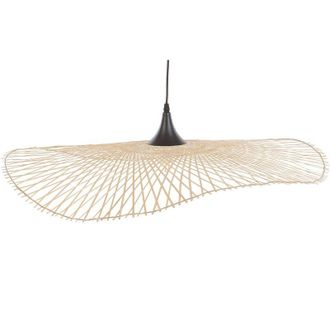 Beliani Lampe Suspension Design Filaire en Bambou E27 40W Éclairage pour Salon ou Salle à Manger au Style Moderne Boho et Industriel Beliani