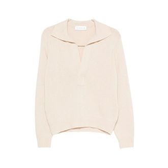 Victoria Beckham Femme, Pulls, Beige, Taille: 36 FR V-neck Tricots