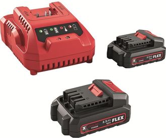 Flex Akku-Starter Set Power Set 12-22 q, 2 Akkus 12 v 2,5Ah ap 12.0/2.5 + Ladeger&auml;t