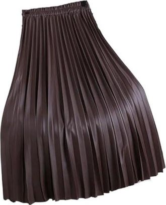 Generic Jupe midi en cuir synth&eacute;tique pour femme - Taille haute - Coupe trap&egrave;ze - Pour f&ecirc;te, affaires, d&eacute;contract&eacute;, bureau, 1, Taille unique