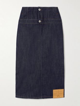 Jean Paul Gaultier Jupe Midi En Jean &Agrave; Surpiq&ucirc;res - Bleu