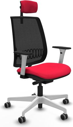 Piqueras y Crespo Ergonomischer Computerstuhl Alares mit wei&szlig;en und schwarzen Armlehnen, h&ouml;henverstellbare Lendenwirbelst&uuml;tze und h&ouml;henverstellbares Kopfteil, Schwarz /