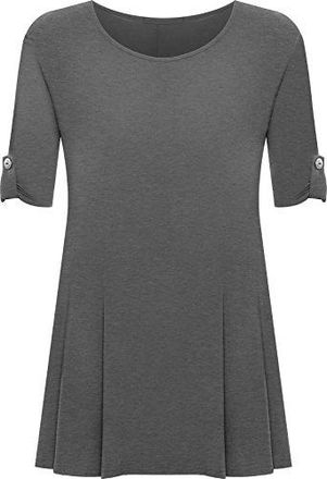 WearAll Haut Flottant avec Une Encolure degagée et à Manches Longues - Hauts - Femmes - Gris Foncé - 44