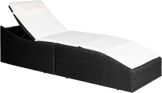 vidaXL Sonnenliege mit Polsterauflage Poly Rattan Schwarz - Vidaxl