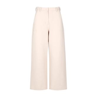 Max Mara Cremefarbene Baumwollhose mit hoher Taille und Palazzo-Schnitt - - Trousers - Damen - Beige - M