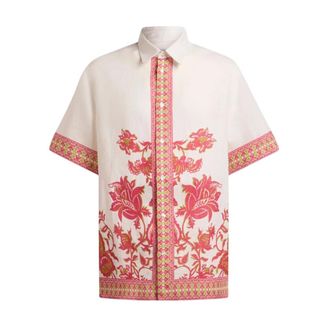 Etro Oversized Leinenhemd mit platziertem Blumendruck - - Shirts - Herren - Mehrfarbig - M