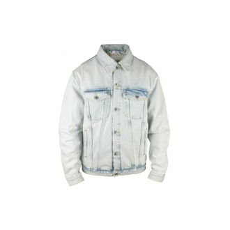 Off-white Graffiti Bestickte Skate Denim Jacke - - Jackets - Herren - Blau - S