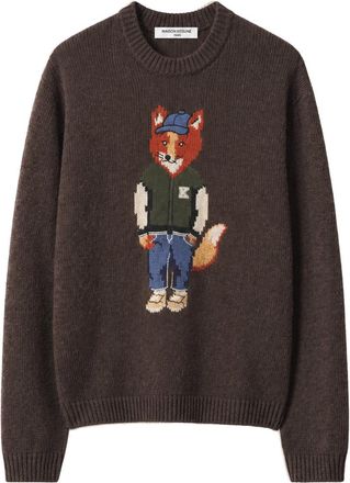 Maison Kitsun&eacute; Dressed Fox Intarsia Wool Jumper Mrmkj02kt1241