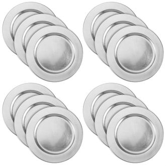 Com-Four 12x Platzteller gebürstet - wiederverwendbare Unterteller - Tischdeko - edle Dekoteller für Hochzeit, Familienfeier, Weihnachten - Ø 33 cm Servierplat