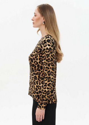 Passioni Strickpullover Rundhalspullover mit Leopardenmuster