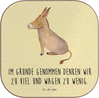 Mr. & Mrs. Panda Coaster Esel - Geschenk, Weisheit, Ziel, Positive Gedanken, Untersetzer Glas, Tassenuntersetzer, Getr&auml;nkeuntersetzer, unterleger, Zuversicht, gl&auml;serun