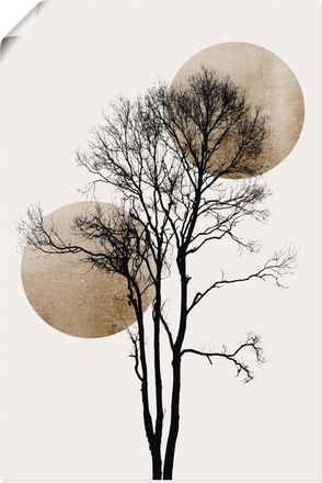 Artland Wanddeko Poster & Kunstdrucke Wandposter 80x120 cm Hochformat Minimalismus Sonne Mond Baum Silhouette U3XE