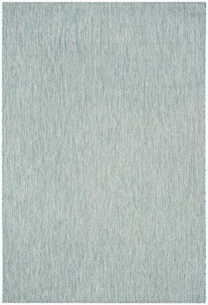 Safavieh Tapis Contemporain Pour Salon, Salle &agrave; manger, Chambre &agrave; coucher - Courtyard Collection, Tapis &agrave; poil court, Aqua et Gris, 201 X 290 cm