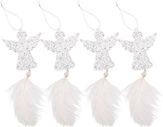 Amosfun 4 St&uuml;Ck Weihnachtsanh&auml;Nger Engel Transparent Federn Leicht Deko F&uuml;R Weihnachtsbaum Fenster Und Festliche Raumgestaltung