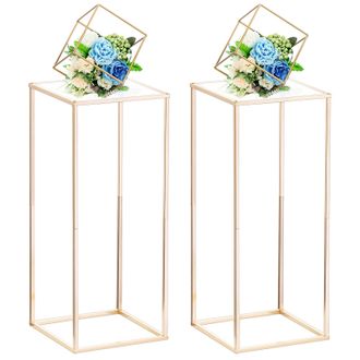 Nuptio Nuptio Gold Vase für Hochzeit Tafelaufsätze mit Acrylplatte - 2 Stück 60cm Hohe Metall Blumenvasen Blumenständer für Partytisch Hochzeiten Tafelaufsät