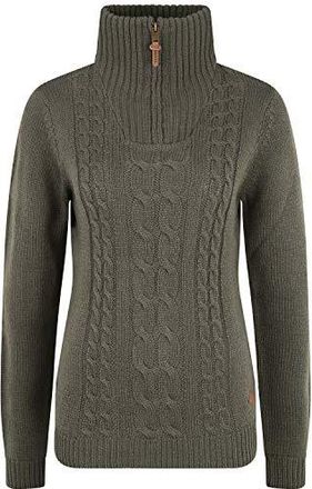 Oxmo OXCarry Femme Pull en Maille Troyer Pull à Grosses Mailles avec col Montant Fermeture éclair Regular Fit, Taille:XL, Couleur:Dark Grey (792890)