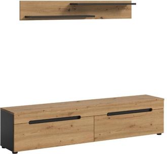 ebuy24 Meuble TV suspendu 170x38x33cm d&eacute;cor naturel et anthracite - KANUT