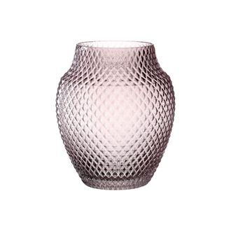 Leonardo Leonardo Poesia Tisch-Vase, handgefertigte Deko-Vase in Rosa-Violett, bauchige Blumen-Vase, Kerzen-Halter aus Glas, großes Windlicht, Höhe 22,5 cm, 01