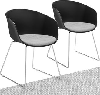 TecTake Kunststoff Armlehnstuhl, bequemer Esszimmerstuhl, Bürostuhl mit Sitzkissen, Chrom Stahlbeine, ergonomischer Stuhl, Esszimmerstühle, Küchenstuhl, Schal