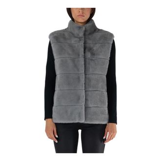 Betta Corradi Femme, Vestes, Gris, Taille: 42 FR Gilet sans manches en vison