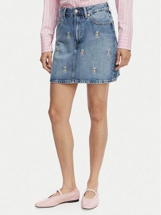 Tommy Hilfiger Jeansrock TH Crest Embroidery WW0WW50623 Blau Regular Fit