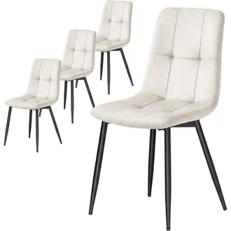 Vasagle Lot de 4 Chaises Rembourr&eacute;es en Velours, Chaises de Salle &agrave; Manger, Pieds R&eacute;glables, pour Cuisine, Salon, Beige