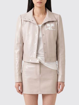 Courr&egrave;ges Veste courte slim fit en coton enduit avec logo
