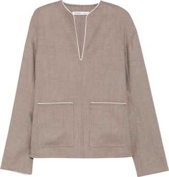 Carven Piped-trim V-neck Top