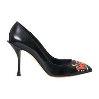 Dolce & Gabbana Schwarze Leder Stiletto Pumps Schuhe - - Shoes - Damen - Schwarzk - 37 EU