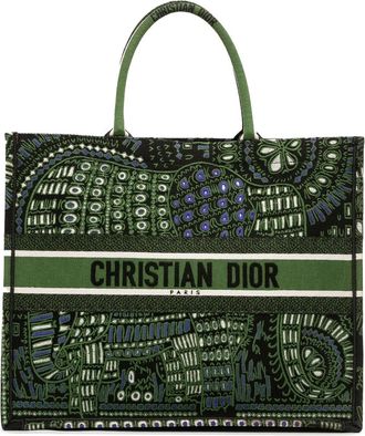 Dior Shopper - Large Canvas Embroidered Elephant Book Tote - Gr. unisize - in Grün - für Damen