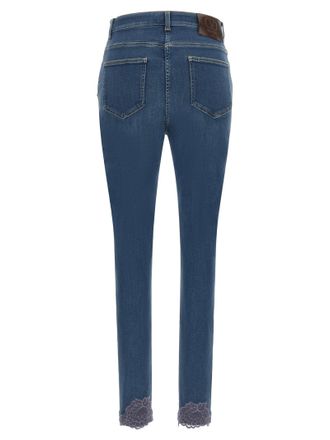 Valentino Garavani Lace-Insert Skinny Jeans - Blue