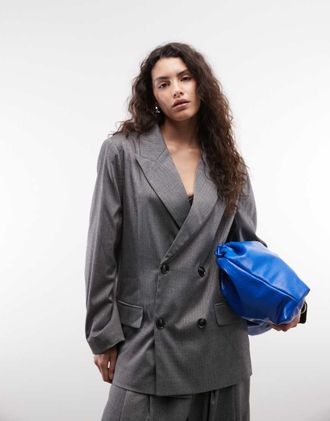 Collusion Oversize doppelreihiger Blazer in Fischgr&auml;tmuster-Grau