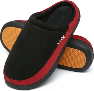 Mishansha Hausschuhe Damen Winter Warme Pantoffeln Damen Hüttenschuhe rutschfeste Fell Memory Foam Slippers Cornell Rot, Gr.37 EU