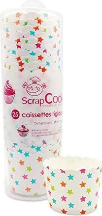 ScrapCooking 5093 Muffinförmchen, Design Sterne, 25 Stück, Papier geeignet für den Kontakt mit Lebensmitteln, Mehrfarbig, 18 x 6,2 x 6,2 cm